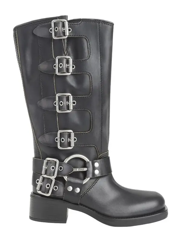 Miu Miu Calf Leather Knee-high Boots - Black