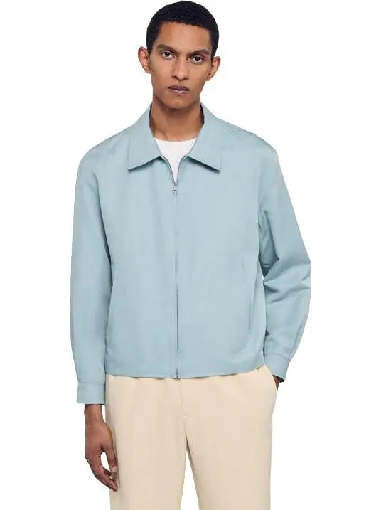 Sandro Zip-up Shirt Jacket - Chambray