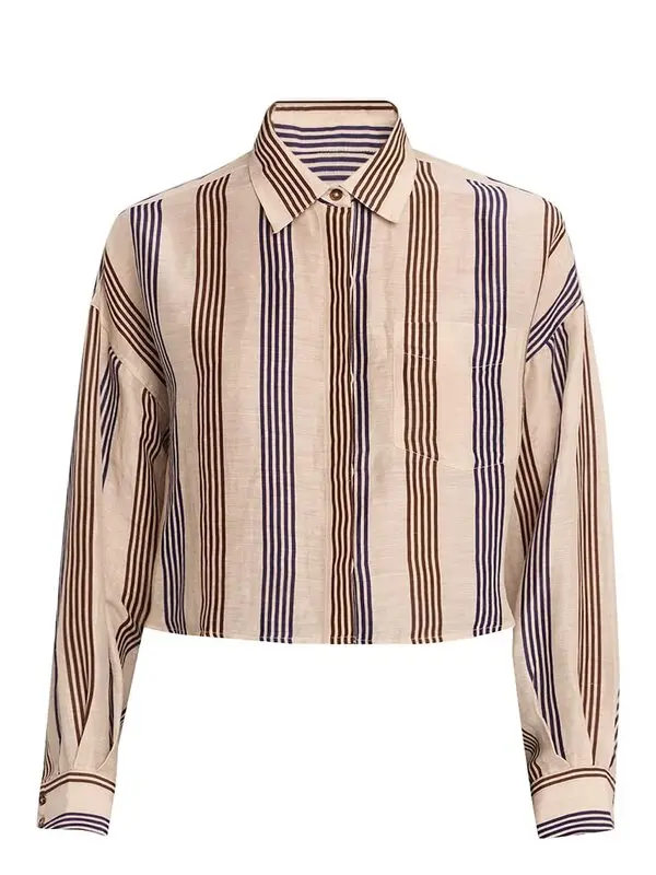 Rag & Bone Beatrice Cropped Linen Shirt - Crmstripe
