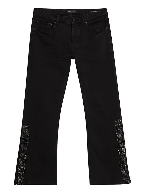 PURPLE BRAND Crystal Side-snap Flare Jeans - Black