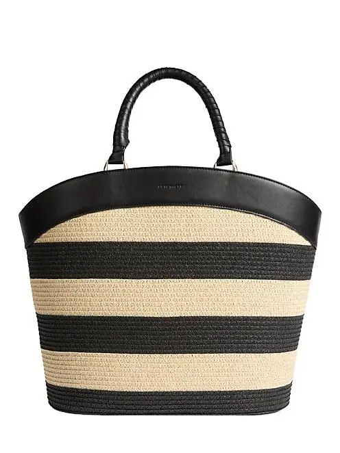 LK BENNETT Beatrice Straw And Leather Tote Bag - Mul-natural/black