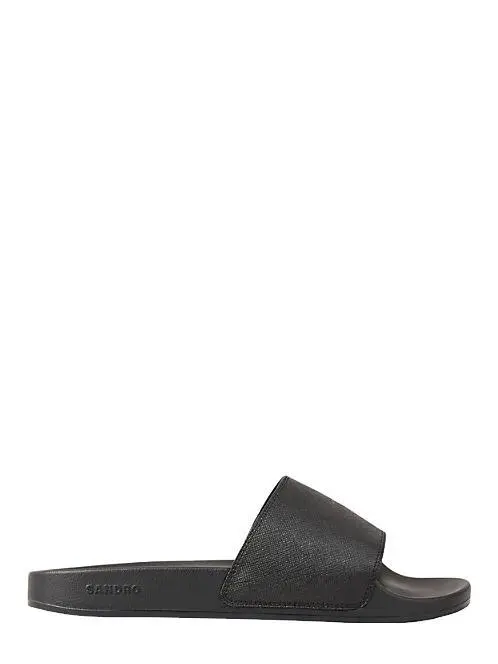 Sandro Embossed-strap Leather Sandals - Noir / Gris