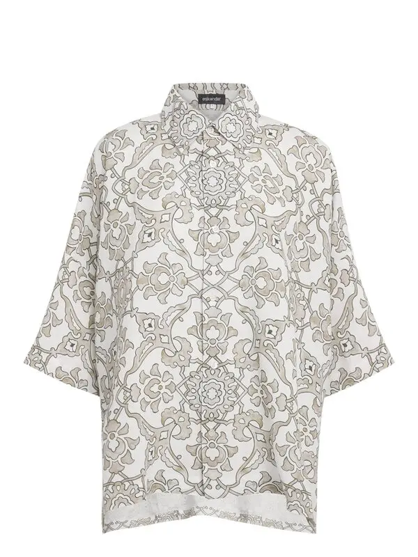 Eskandar Linen Longline Shirt - Neutral