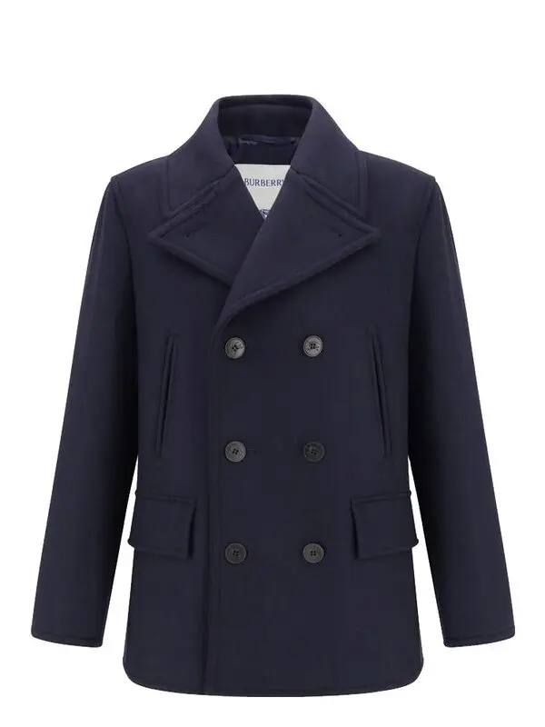 Burberry Wool Pea Coat - Blue