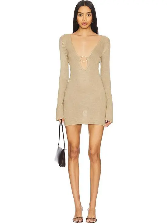 FLOOK THE LABEL Chamie Knit Dress - Metallic Khaki
