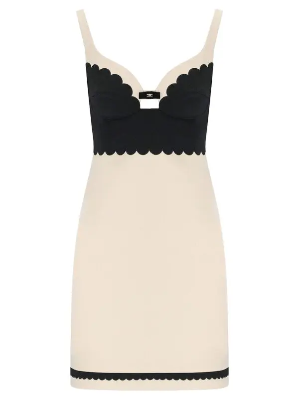 Elisabetta Franchi Scalloped Mini Dress - White