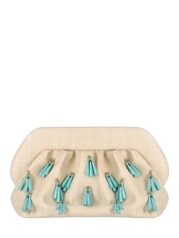 THEMOIRE Bios Paper Fringe Clutch Bag - Beige