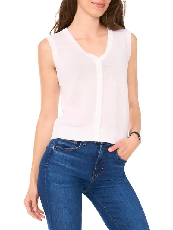 Halogen Sleeveless Button-up Sweater - Bright White