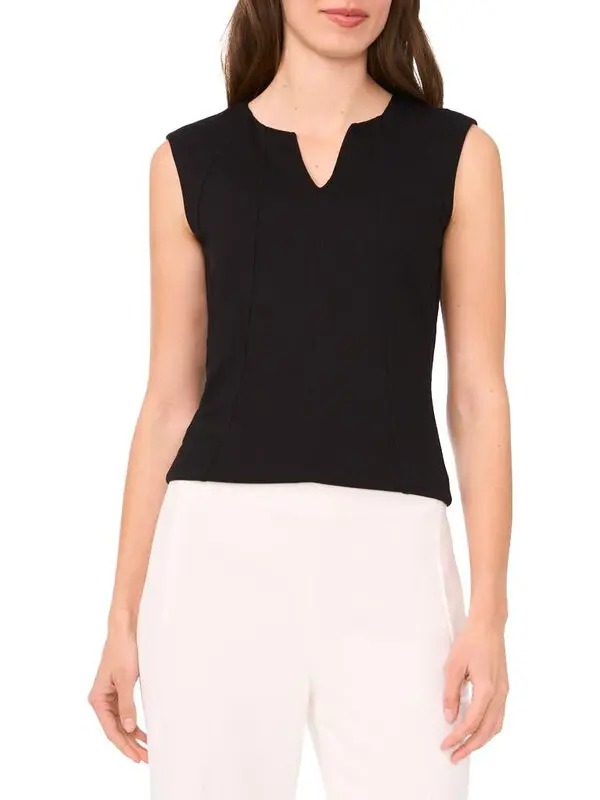 Halogen Seamed Notch Neck Ponte Shell - Rich Black 060