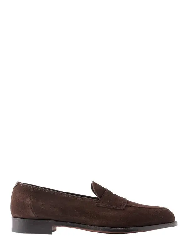 EDWARD GREEN Piccadilly Suede Penny Loafers - Brown