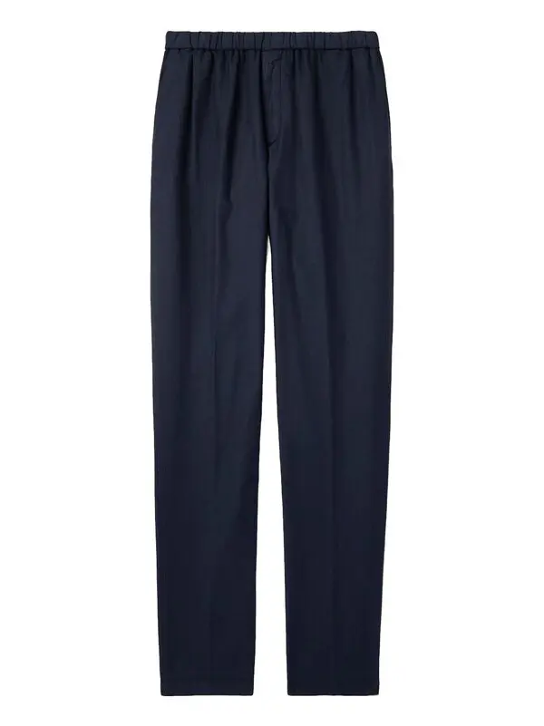 Boglioli Tapered Herringbone Linen And Cotton-blend Trousers - Blue