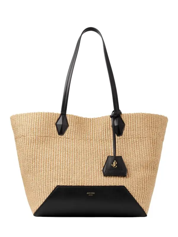 JIMMY CHOO Diamond Raffia Tote Bag - Beige