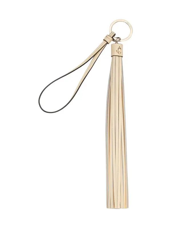 JIMMY CHOO Tassel Leather Keyring Charm - Beige