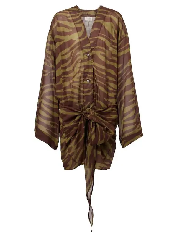 Attico Zebra-print Cotton Muslin Minidress - Brown