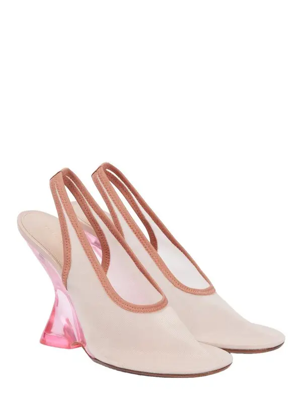 Dries Van Noten Leather-trimmed Slingback Wedges - Neutrals
