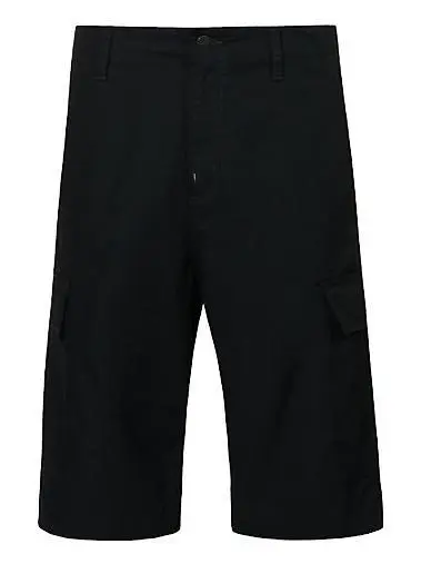 Carhartt Work In Progress Logo-patch Regular-fit Cotton Cargo Shorts - Black