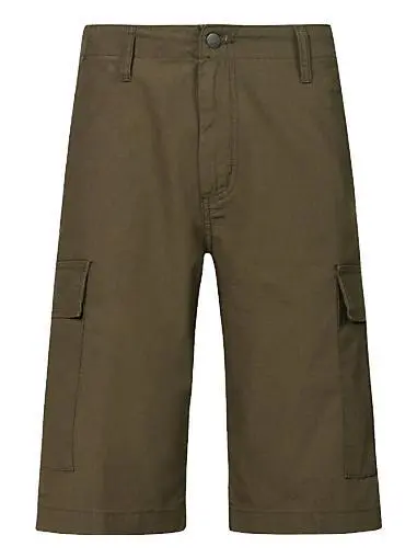 Carhartt Work In Progress Logo-patch Regular-fit Cotton Cargo Shorts - Cypress