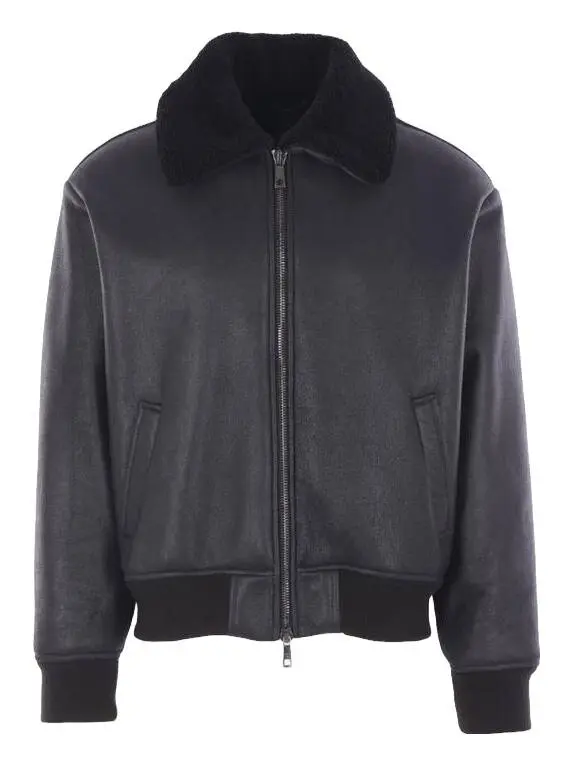 GIORGIO BRATO Shearling Bomber Jacket - Black