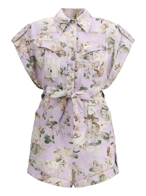 Zimmermann Acacia Pocket Linen Jumpsuit Dress - Multicolour
