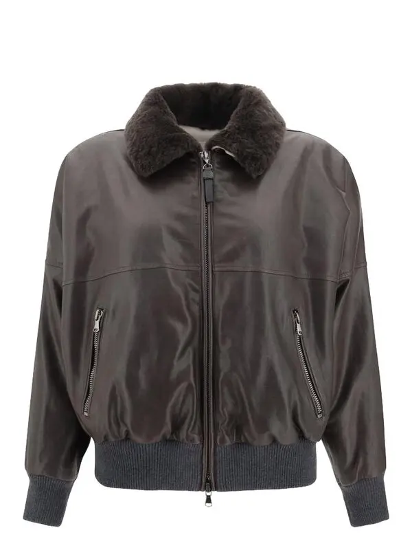 Brunello Cucinelli Leather Jacket - Brown