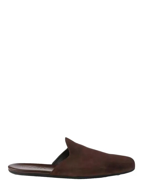 Prada Slip-on Suede Slippers - Brown