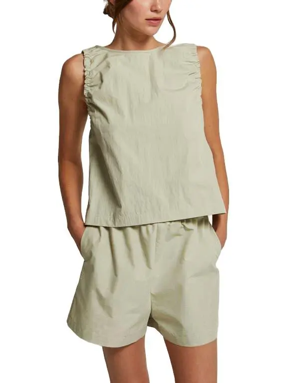 CRESCENT Cotton Blend Top And Shorts Set - Light Sage