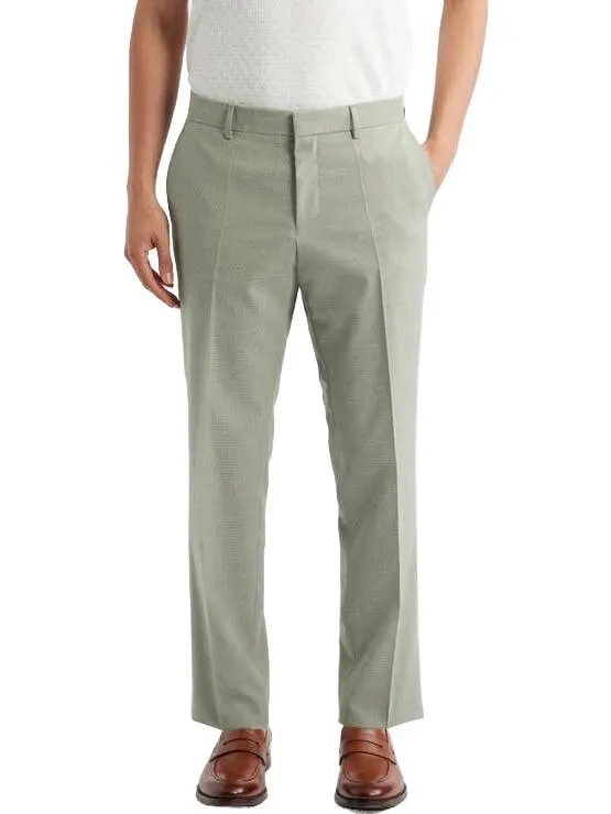 Hugo Boss Genius Slim-fit Microcheck Dress Pants - Medium Green