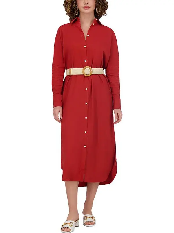 POINT Linen Blend Shirt Dress - Orange
