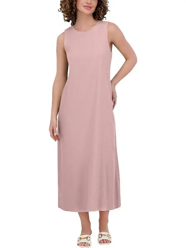 POINT Linen Blend Crewneck Maxi Dress - Mauve