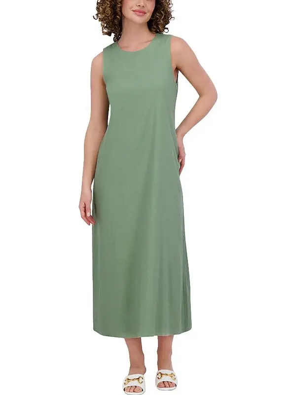 POINT Linen Blend Crewneck Maxi Dress - Sage