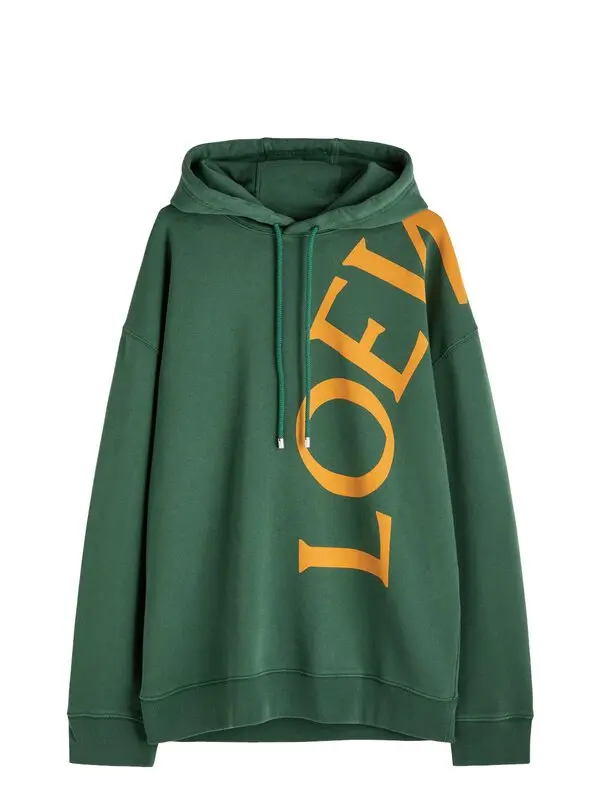 Loewe Logo-print Hooded Cotton Sweatshirt - Dark Green