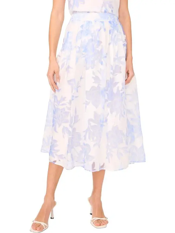 Halogen Floral A-line Midi Skirt - Frozen