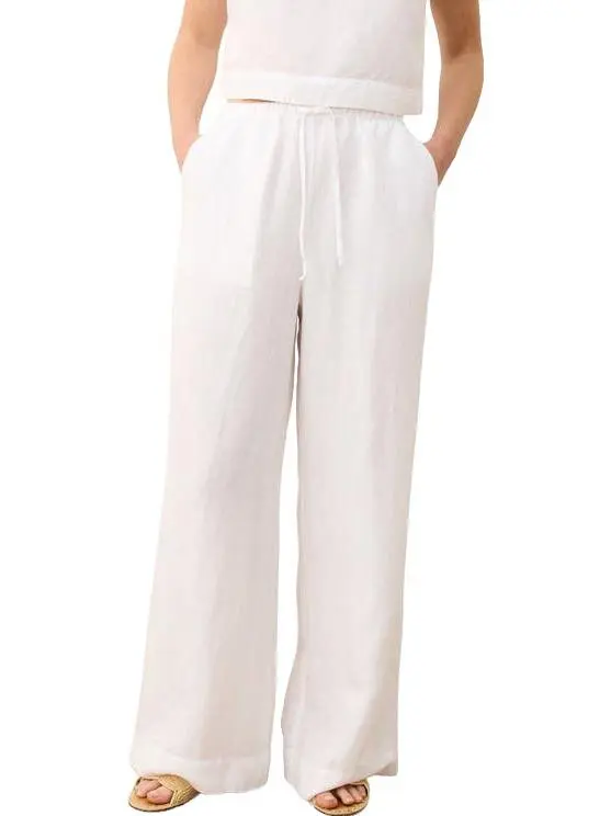 Marine Layer Linen Blend Wide-leg Pants - Bright White