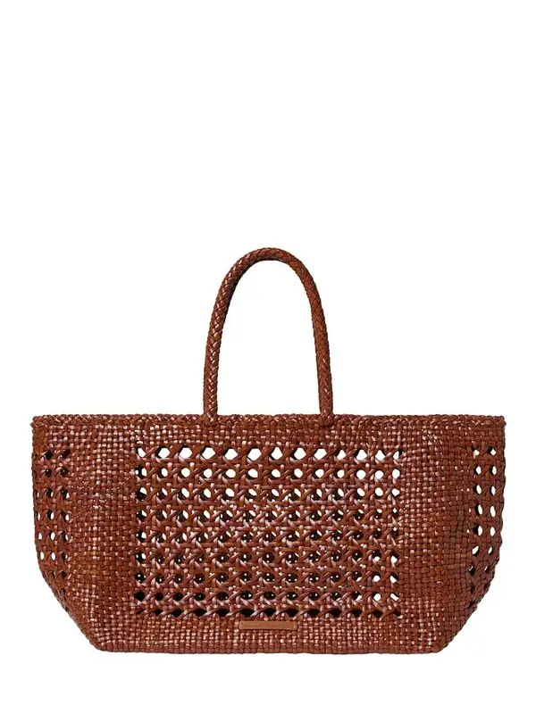 LOEFFLER RANDALL Klara Woven Leather Tote Bag - Saddle