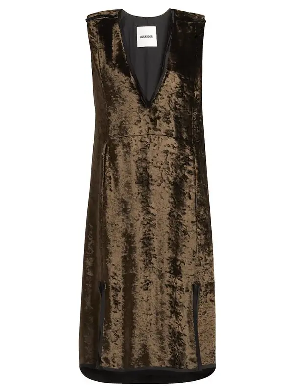 JIL SANDER Deep V Neckline Straight Dress - Cacao