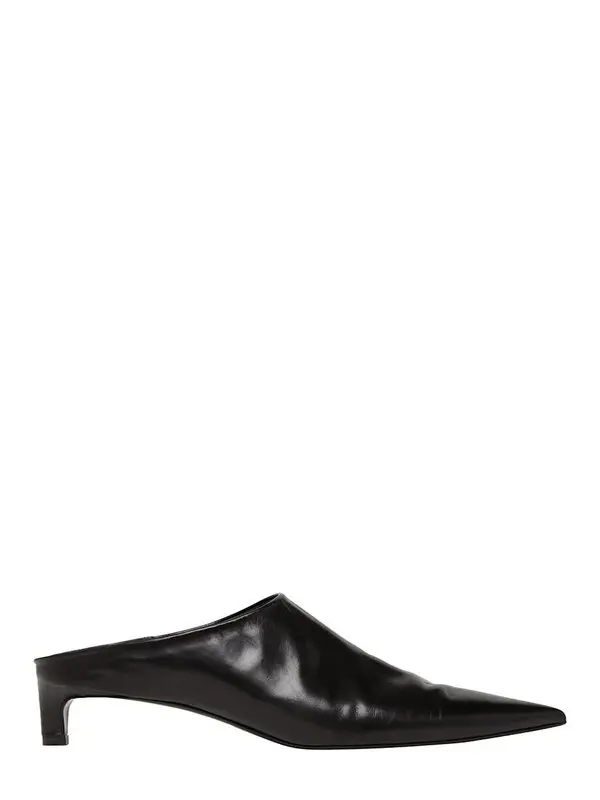JIL SANDER Leather Kitten Mule Pumps - Black