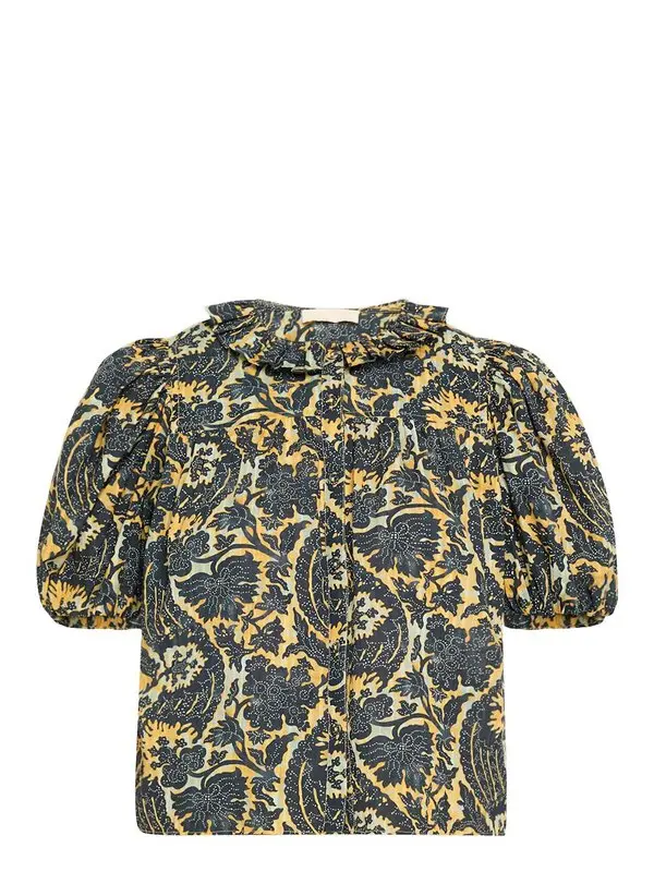 Ulla Johnson Amari Ruffle Short-sleeve Blouse - Luna