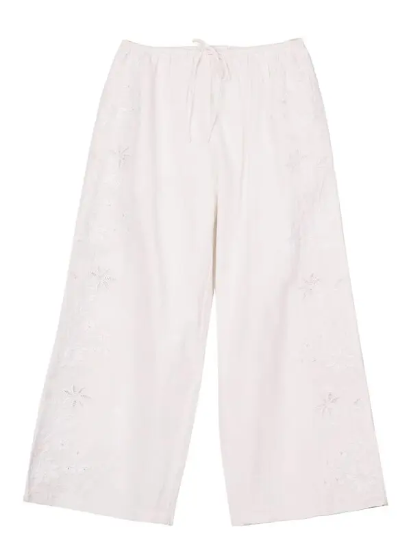 Ciao Lucia Ermmano Embroidered Drawstring Pants - White