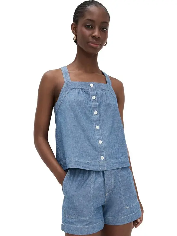 ALEX MILL Chambray Leah Top - Chambray Rinse Wash