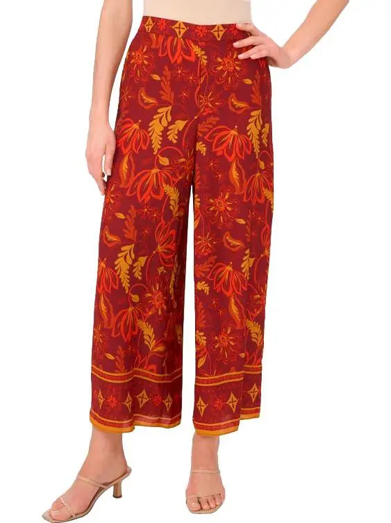 Vince Camuto Floral Wide-leg Pants - Chili