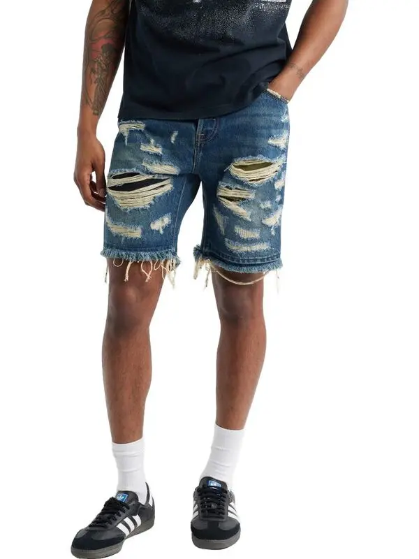BILLIONAIRE BOYS CLUB Bb Chronos Distressed Denim Shorts - Comet