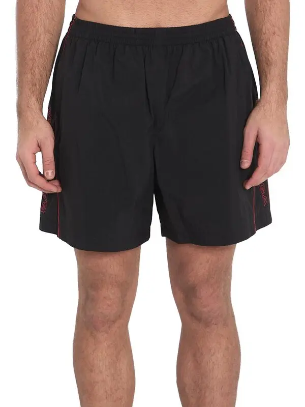 Balenciaga Bermuda Shorts With Embroidered Logo - Black