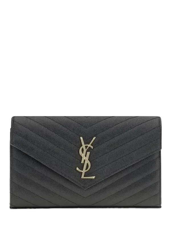 Saint Laurent Monogram Leather Shoulder Bag - Black