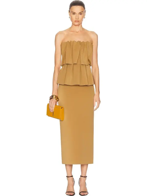HOUSE OF DAGMAR Sculpted Maxi Dress - Dull Gold