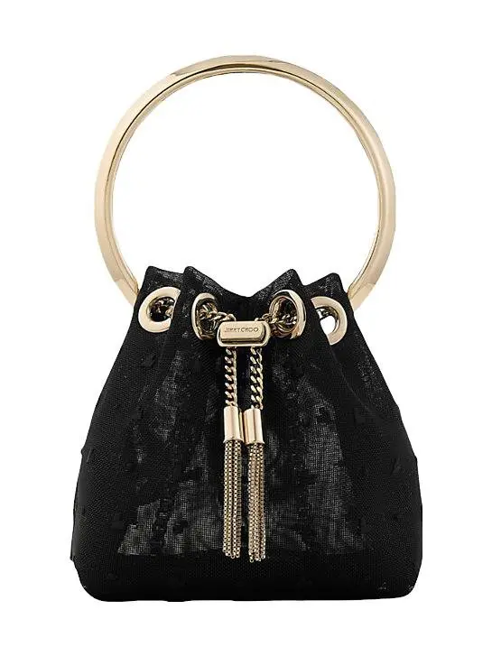 JIMMY CHOO Polka Dot Heart Mesh Mini Bag - Black/light Gold