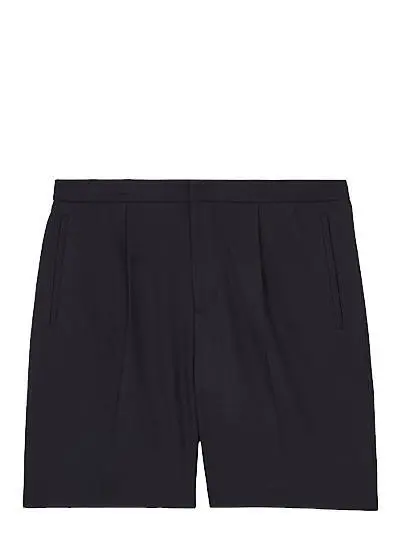 REISS Regular-fit Pleated-front Woven Shorts - Navy