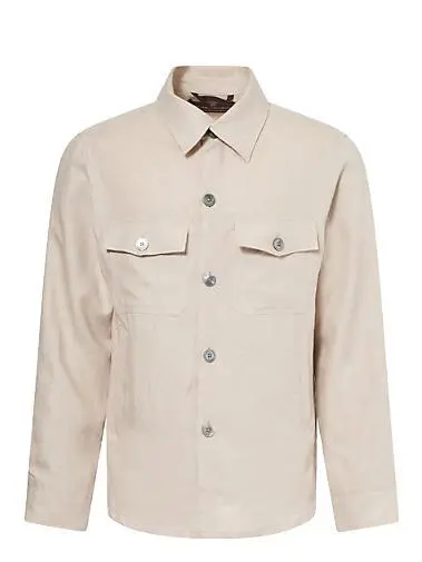 OSCAR JACOBSON Maverick Flap-pocket Linen Jacket - White Grass