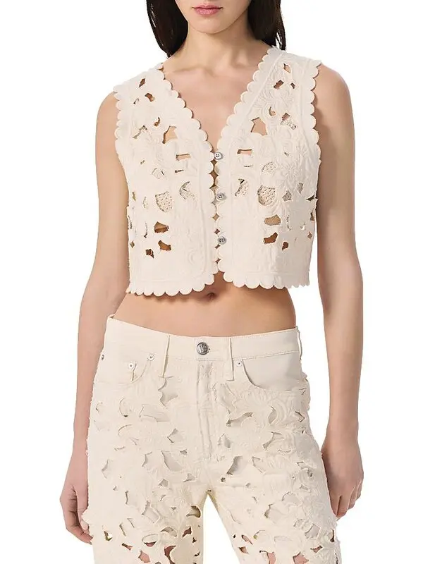 Rag & Bone Coralie Floral Cutout Vest - Ecru