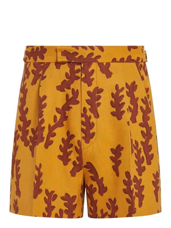 Zegna Oasi Lino Printed Shorts - Ochre/brick Red
