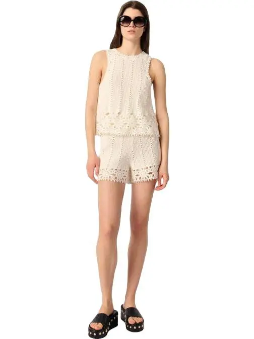 Maje Crochet-knit Shorts - White
